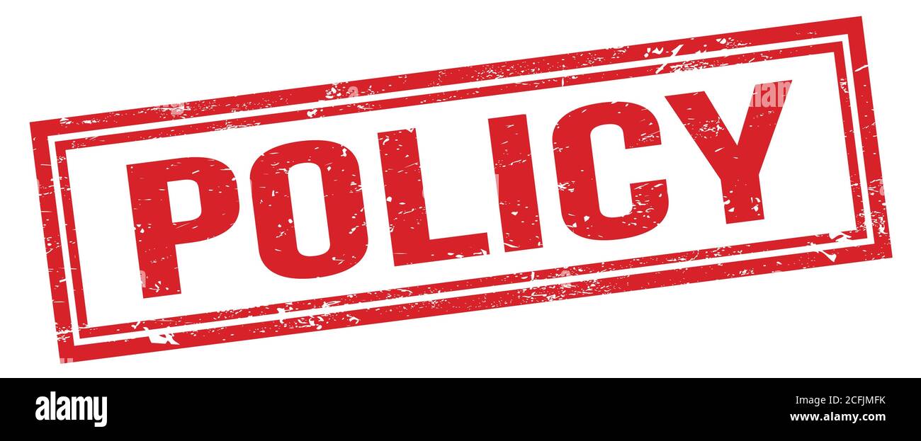 POLICY red grungy rectangle stamp sign Stock Photo - Alamy