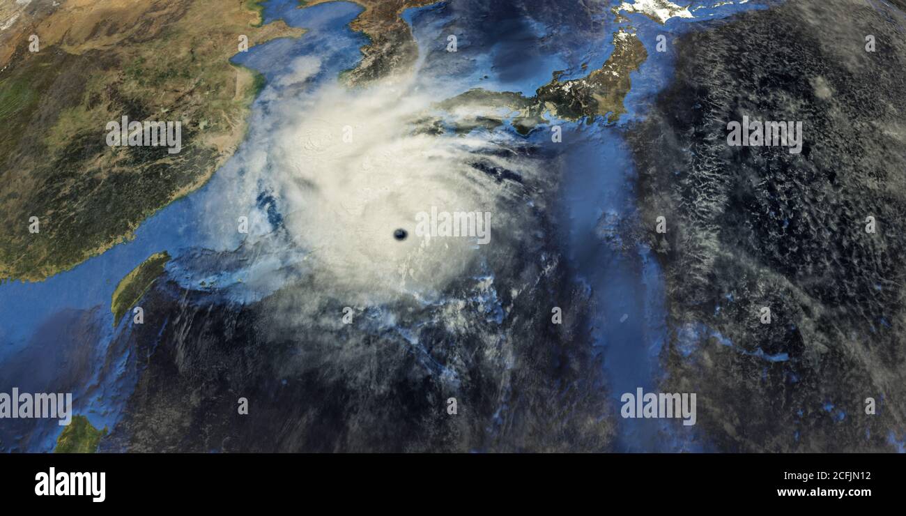 Typhoon Haishen shown from Space. Extremely detailed and realistic high ...