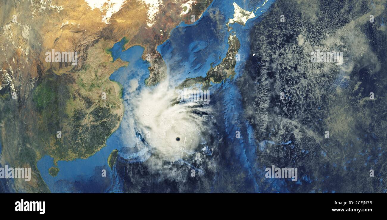 Typhoon Haishen shown from Space. Extremely detailed and realistic high ...