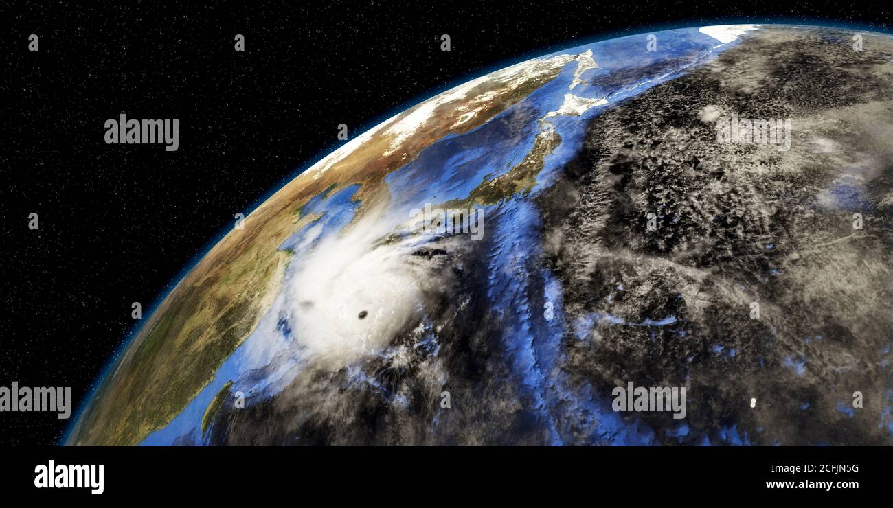Typhoon Haishen shown from Space. Extremely detailed and realistic high ...