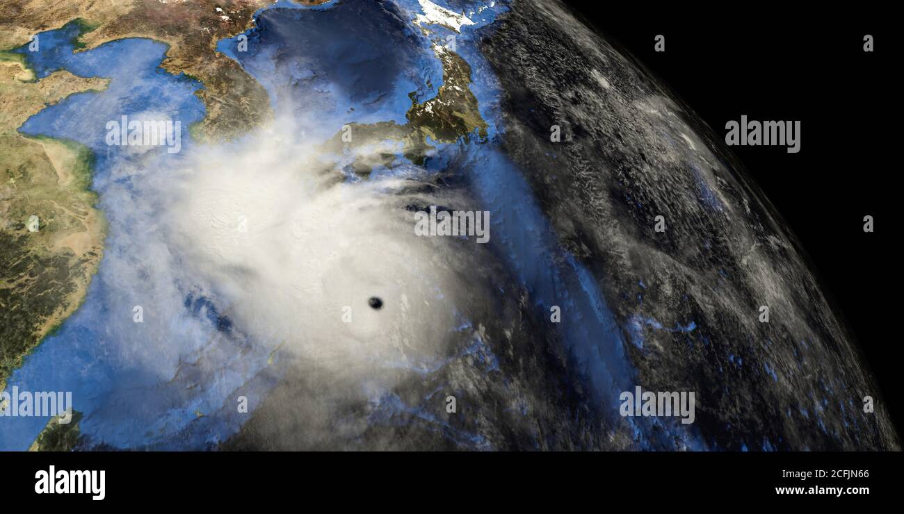 Typhoon Haishen shown from Space. Extremely detailed and realistic high ...