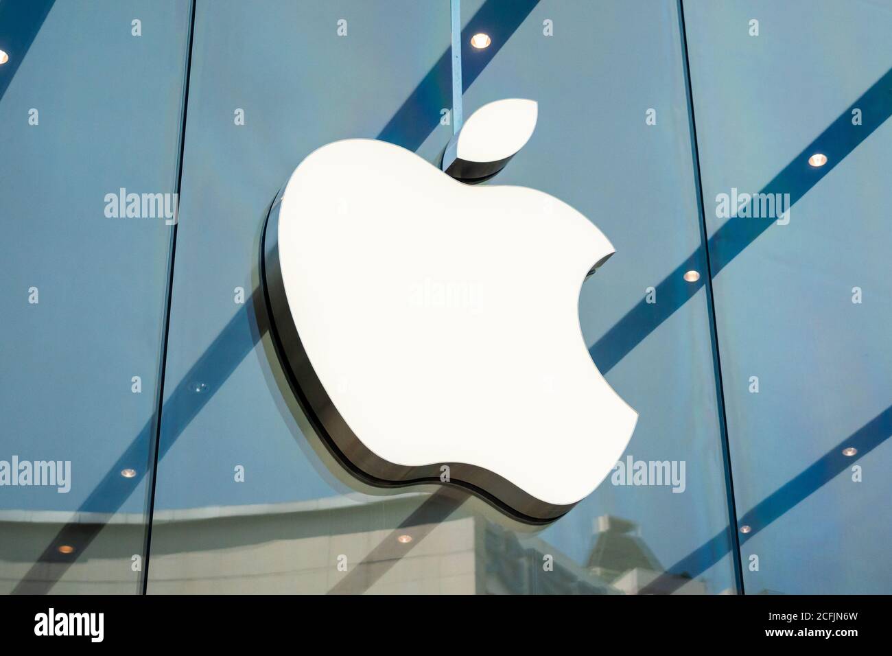 American multinational technology company Apple logo seen in Chongqing ...