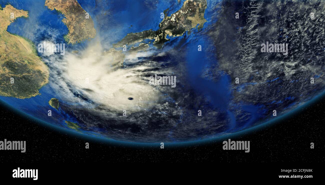 Typhoon Haishen shown from Space. Extremely detailed and realistic high ...