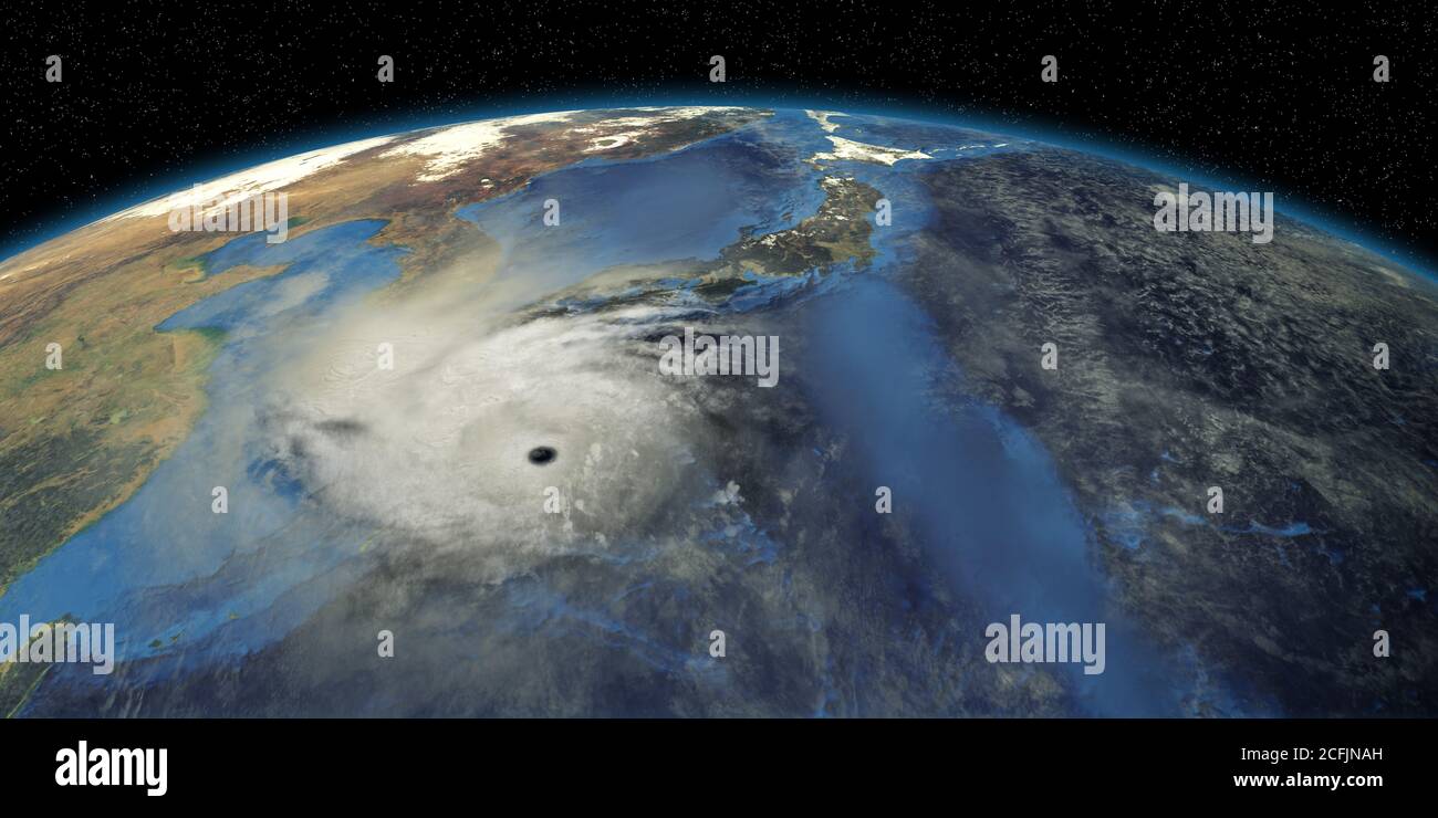 Typhoon Haishen shown from Space. Extremely detailed and realistic high ...