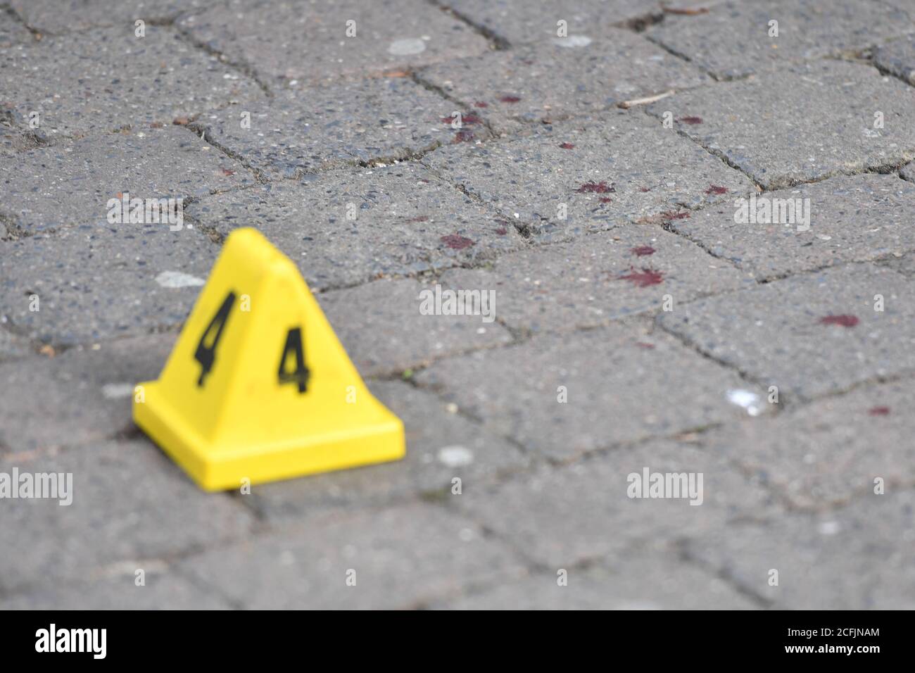 Police marker indicating possible specks of blood on Hurst Walk in ...