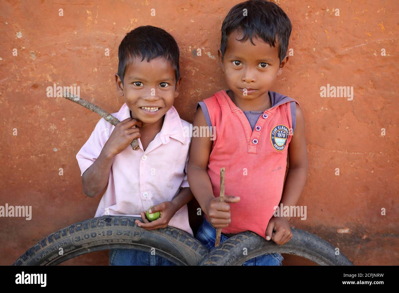 Tribal boys in primary school in a rural village in Odisha, India Stock ...