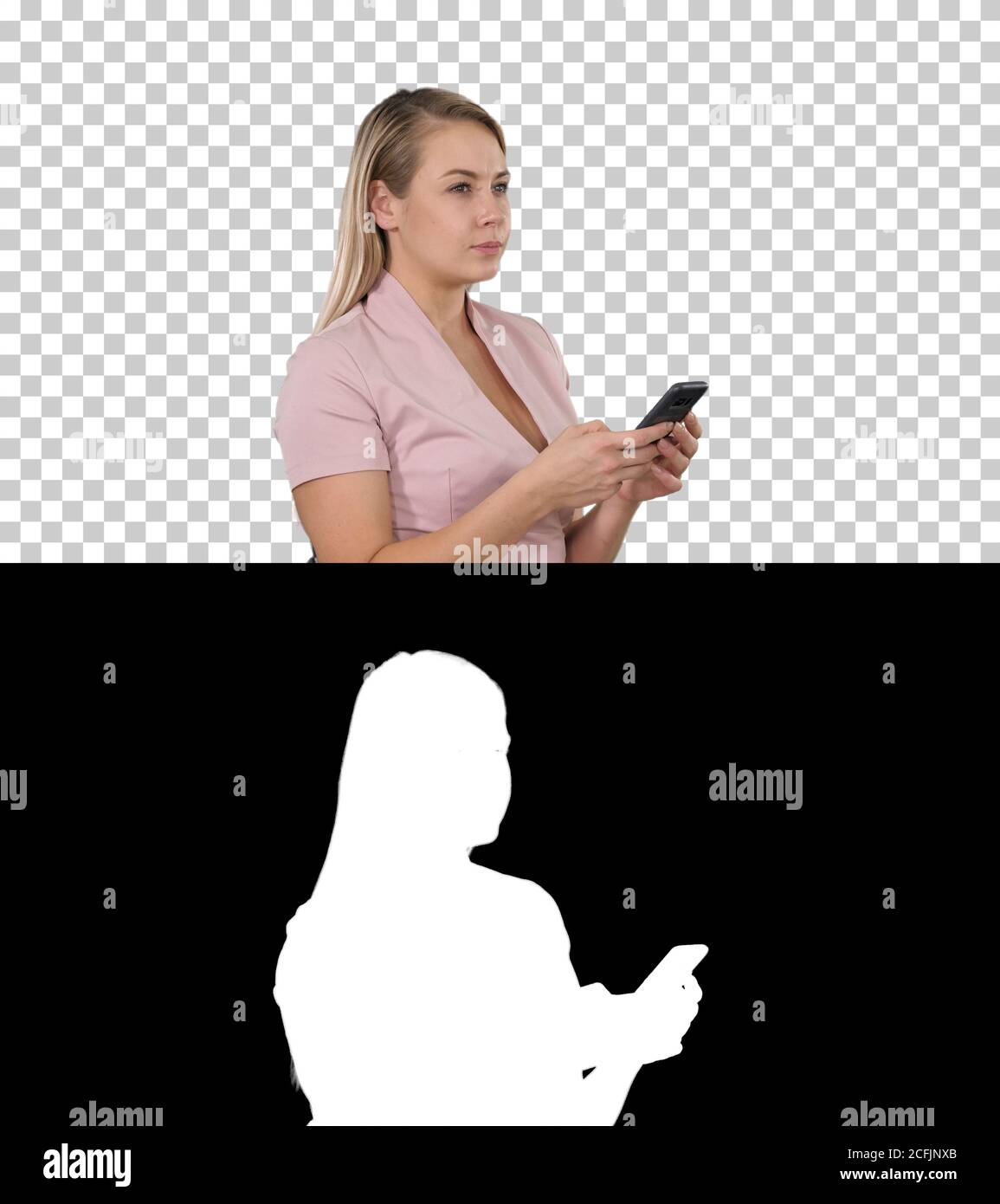 Employee texting, sending and reading messages, Alpha Channel Stock ...