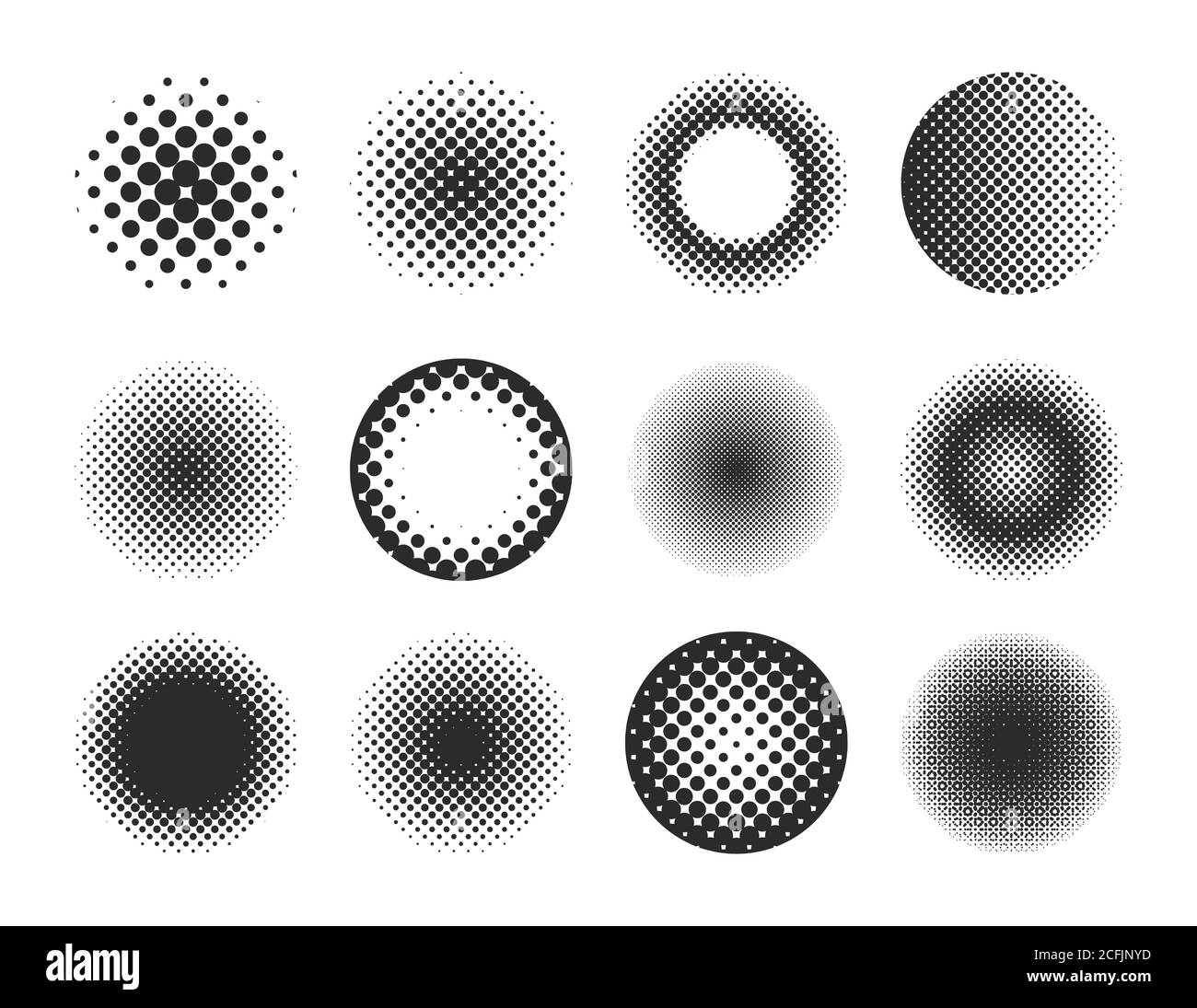 Vector radial gradient halftone sunburst Black and White Stock Photos & Images - Alamy