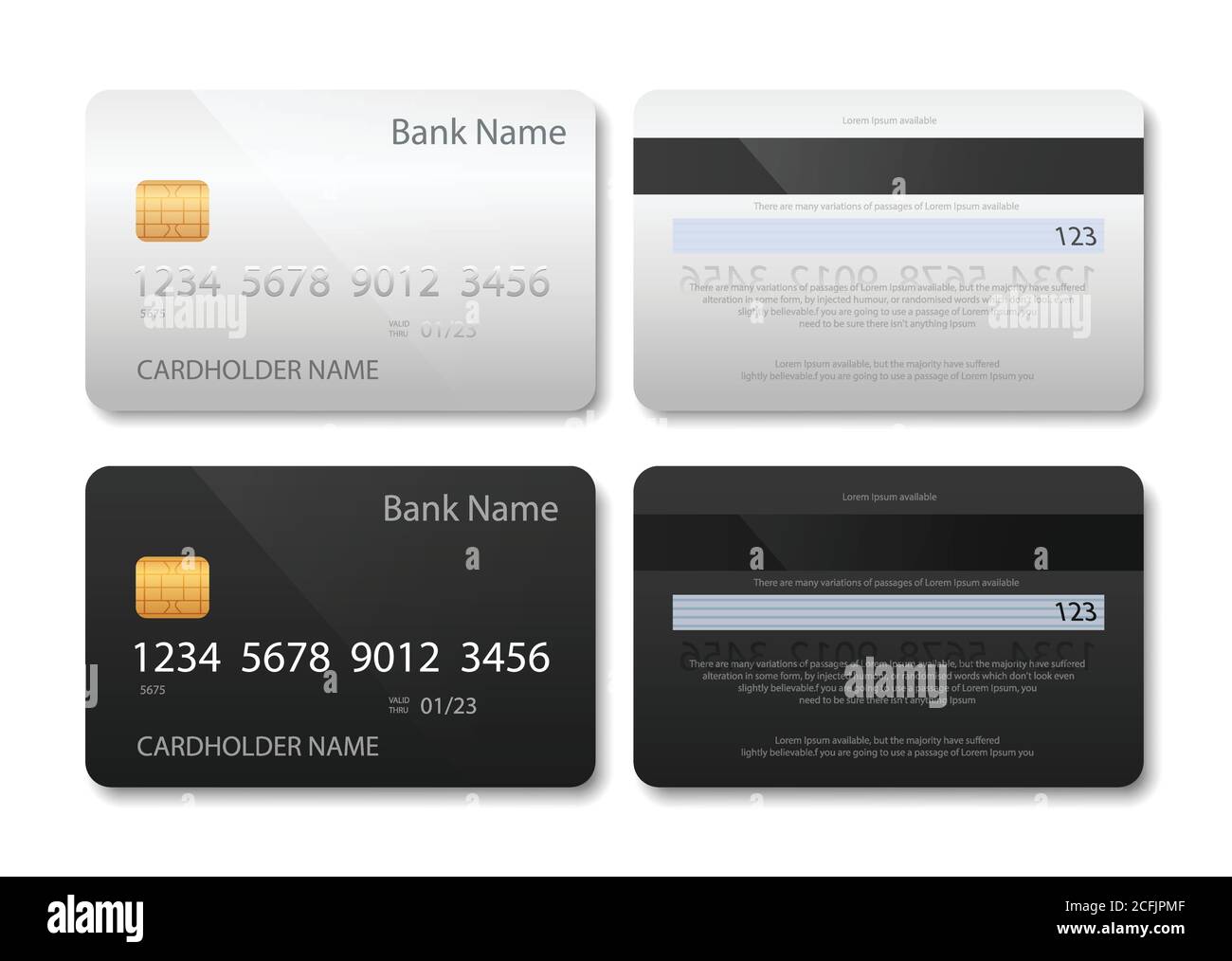 Bank card. Credit or debit cards vector illustration set. Realistic ...