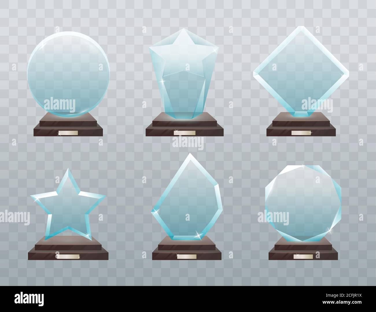 Glass trophy. Collection of isolated vector illustration of modern ...