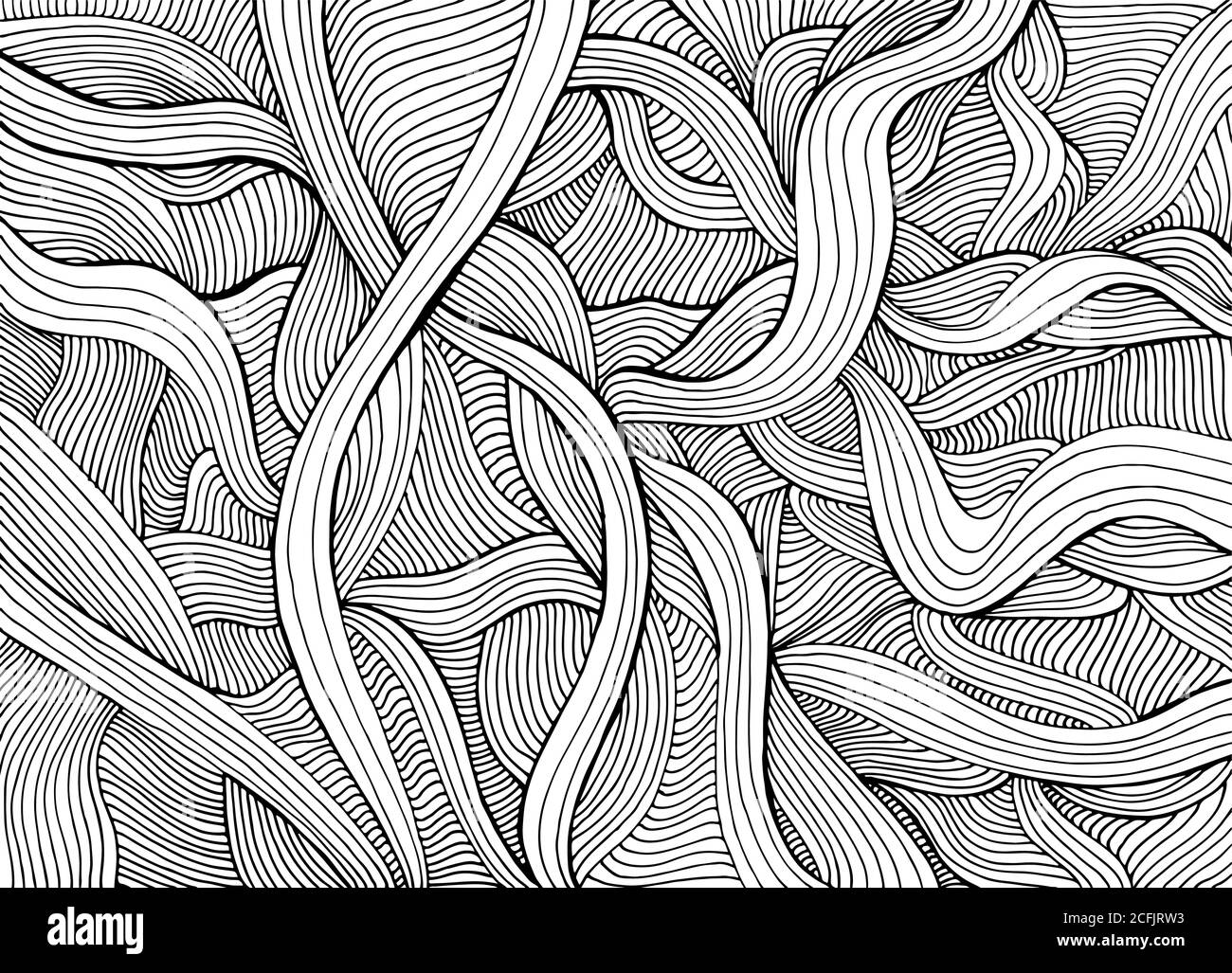 Abstract funny doodle style with many intricate waves coloring page ...