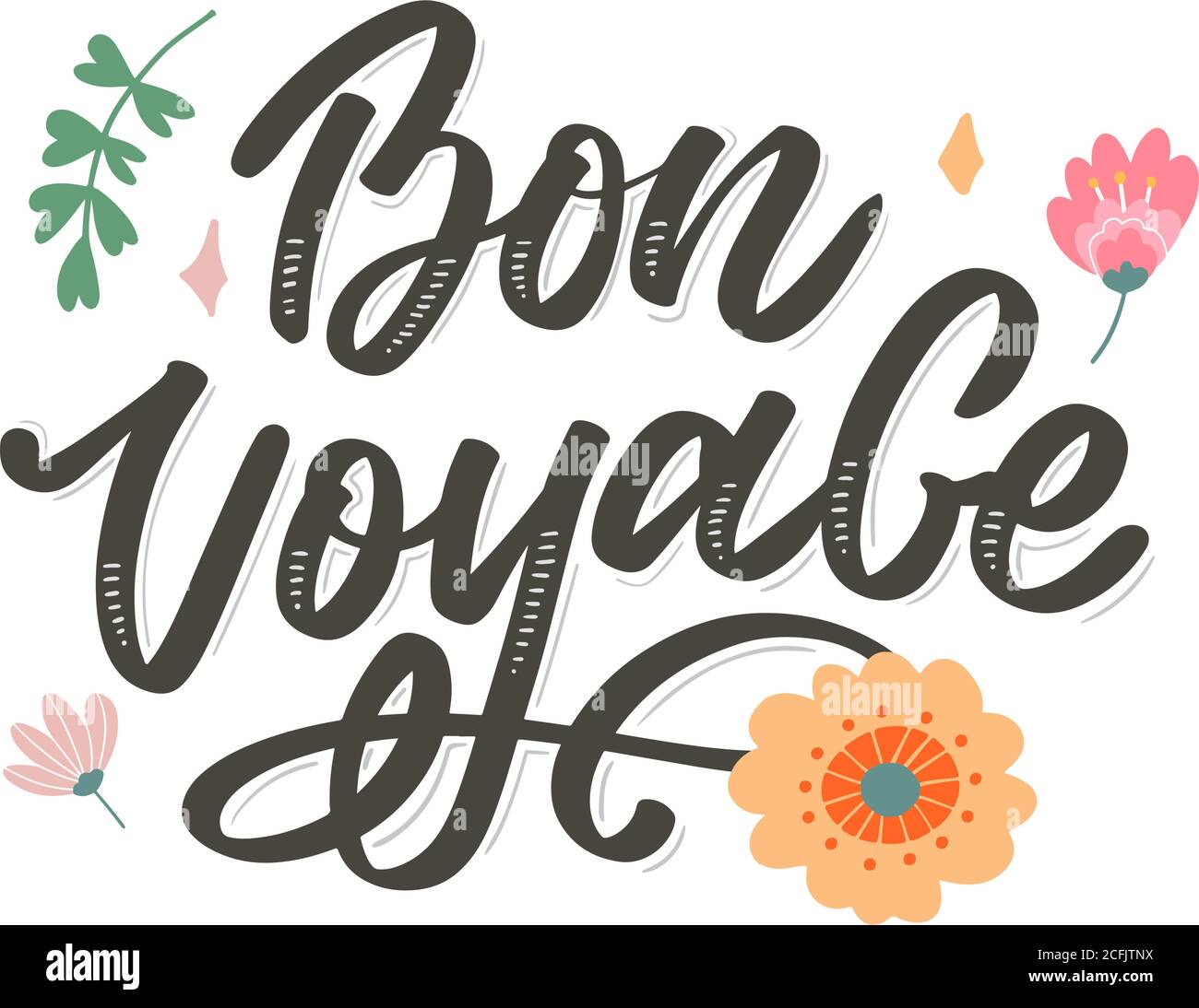 Bon Voyage Hand Lettering Vector Calligraphy Travel Stock Vector Image ...