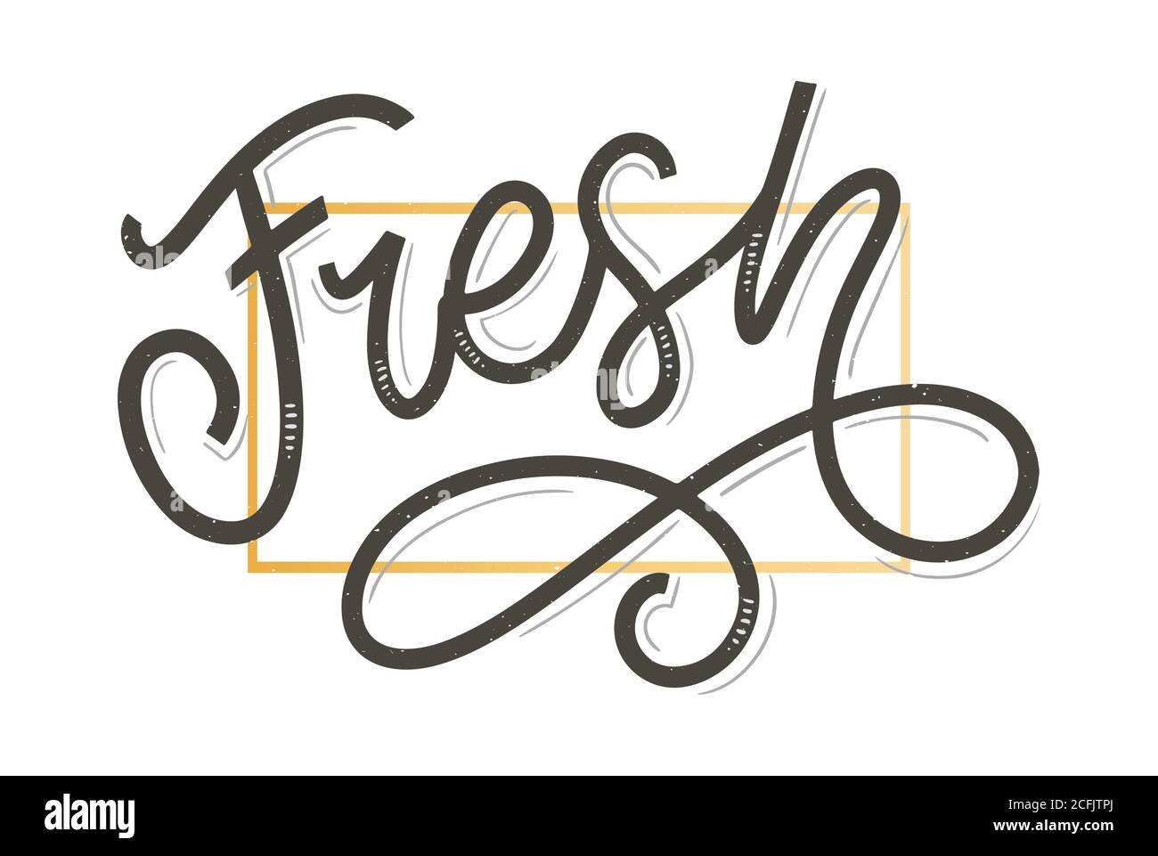 Fresh word hand lettering. Handmade vector calligraphy eco slogan Stock ...