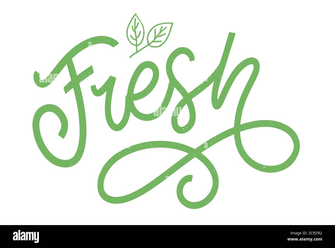 Fresh word hand lettering. Handmade vector calligraphy eco slogan Stock ...