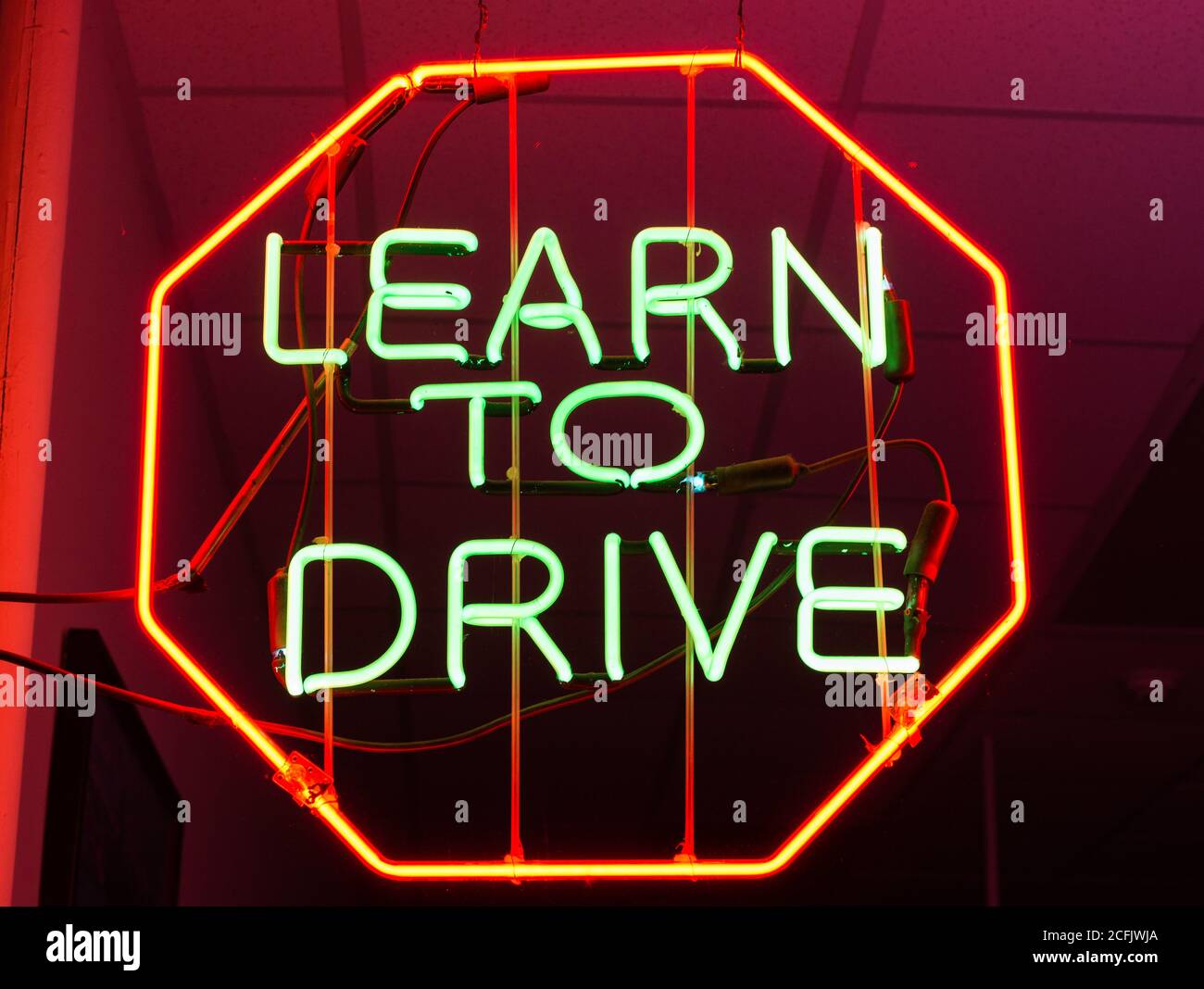 learn to drive neon sign Stock Photo - Alamy