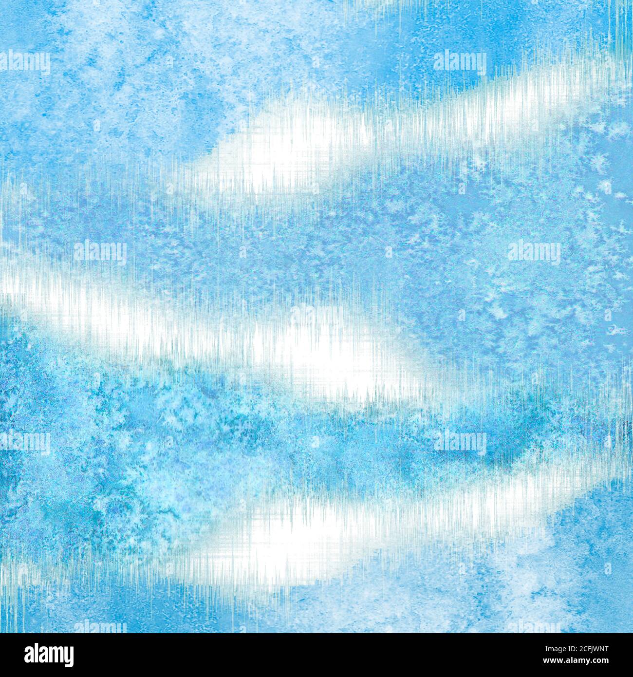 Abstract blue winter frost snowy icy background. Watercolour hand drawn ...