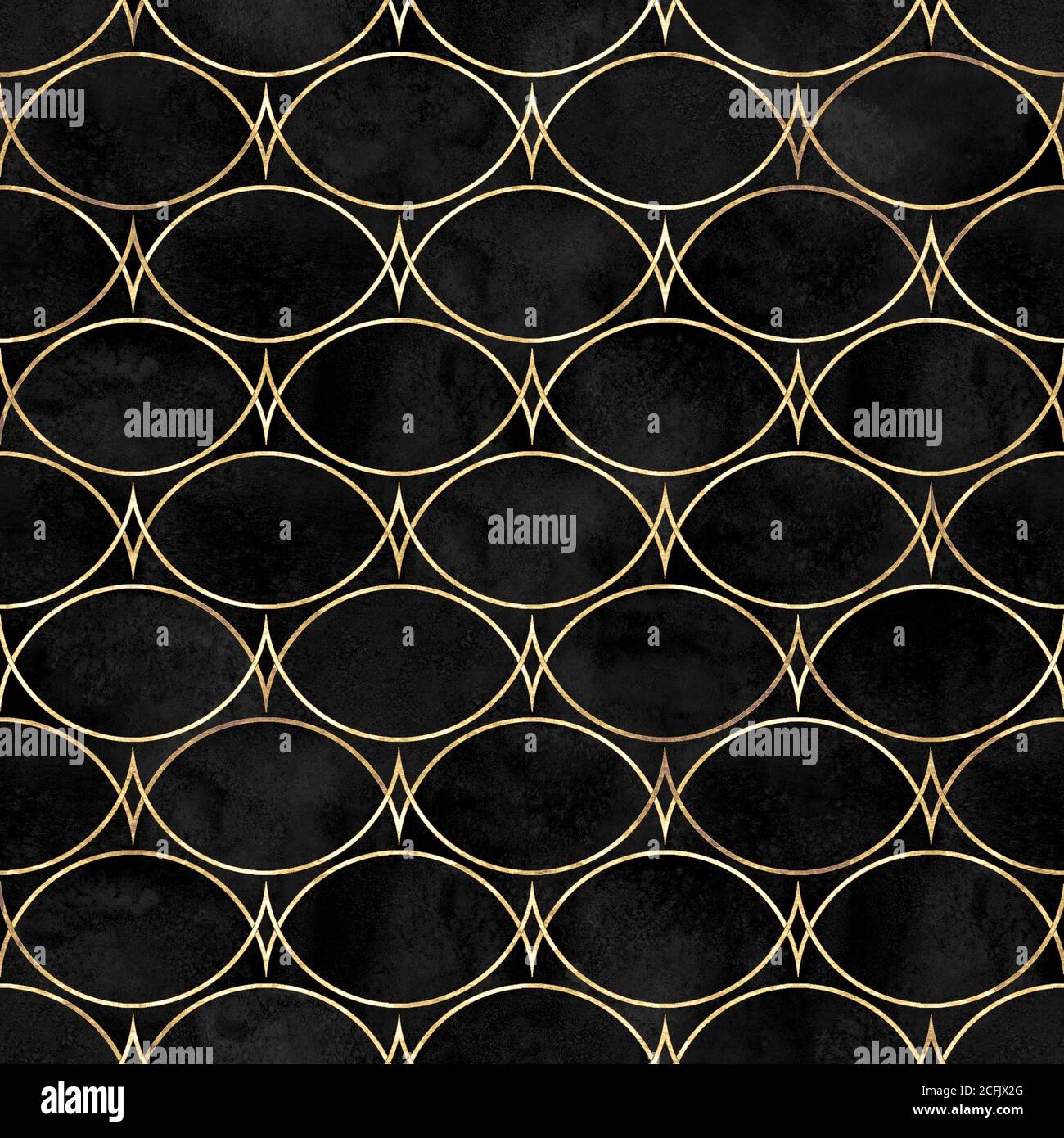 Seamless geometric pattern with watercolor abstract shapes on black ...