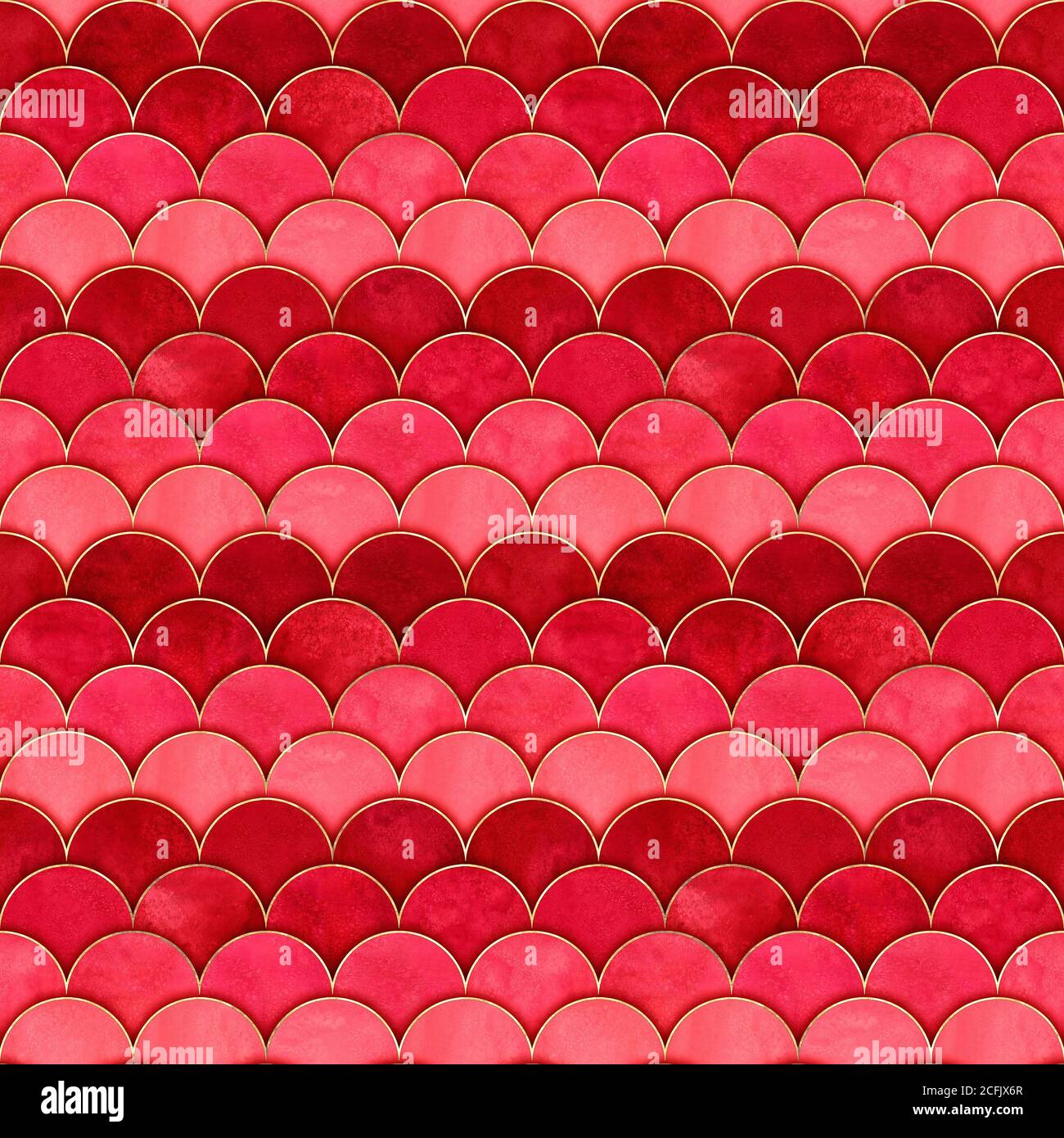 Mermaid fish scale wave japanese magic seamless pattern. Watercolor ...