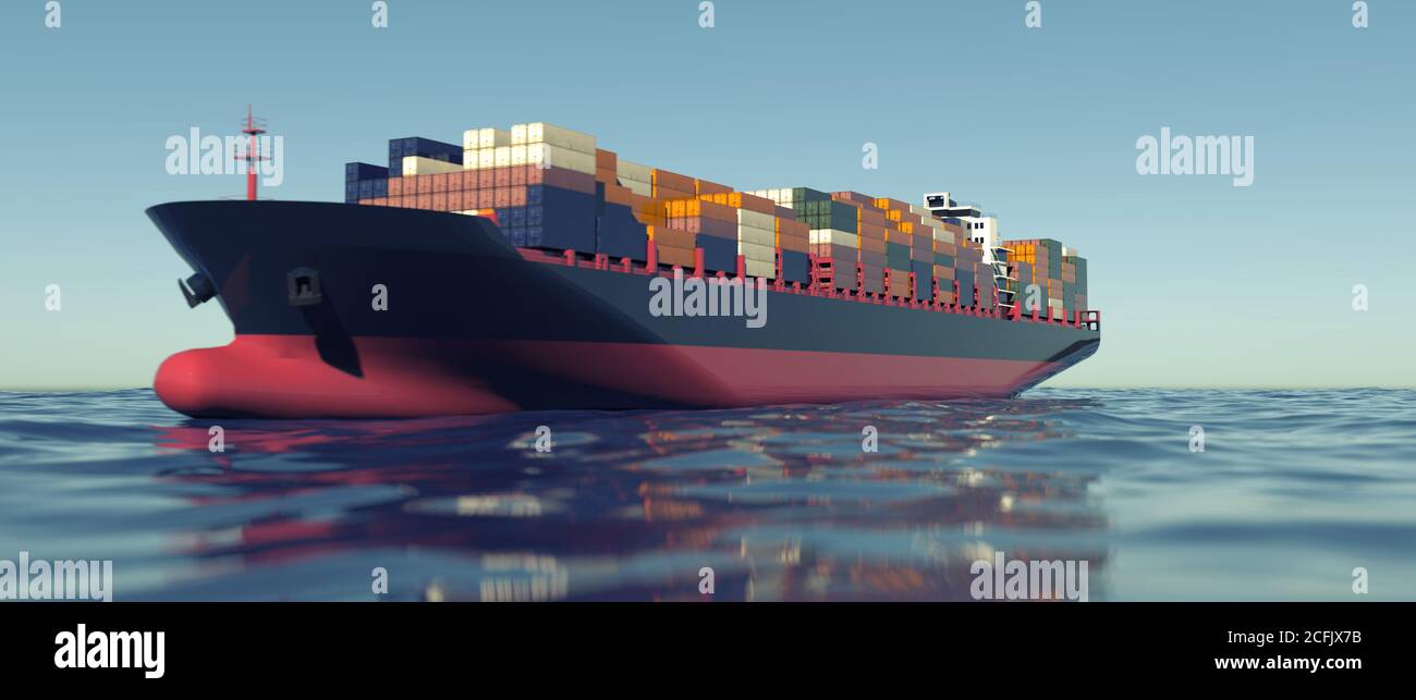 Cargo Container Ship at the sea. Extremely detailed and realistic high ...