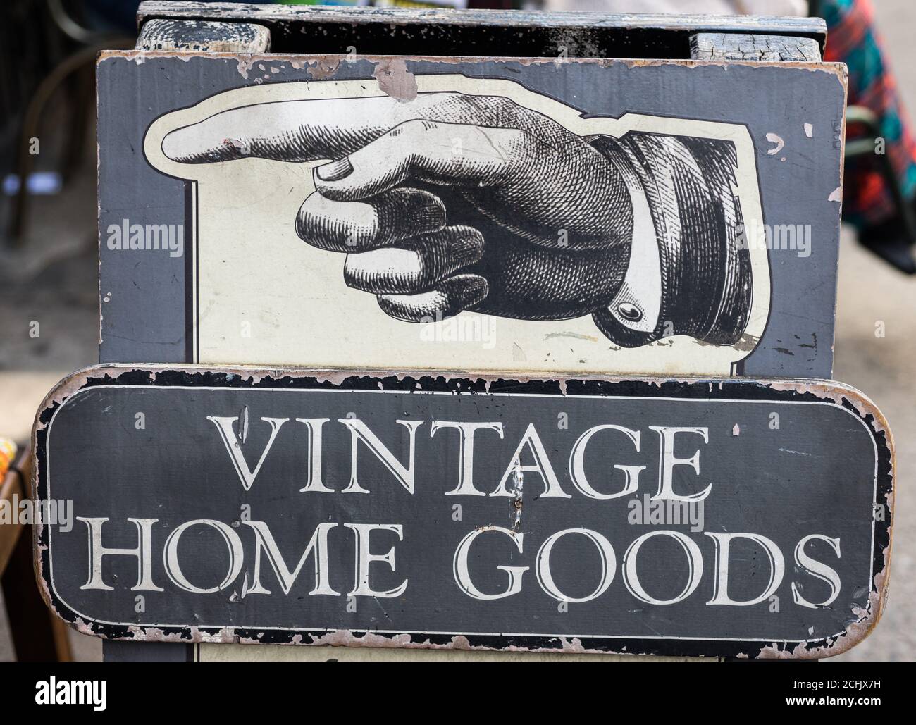 Vintage home goods directional store sign Stock Photo - Alamy