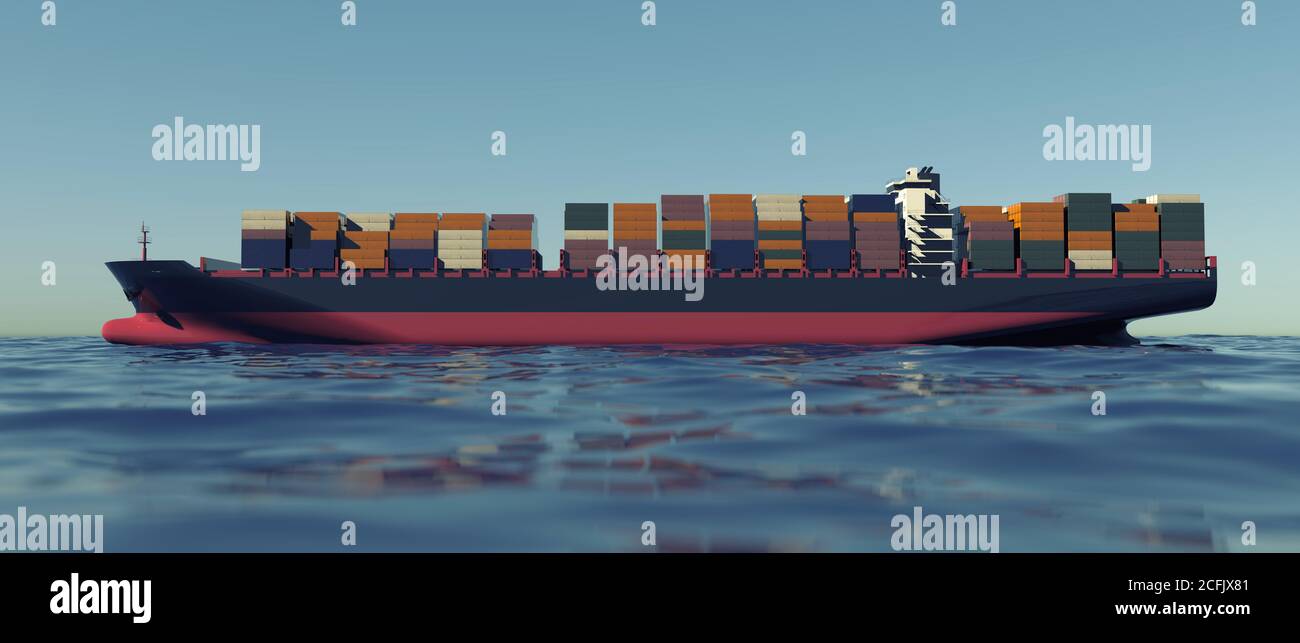 Cargo Container Ship at the sea. Extremely detailed and realistic high ...