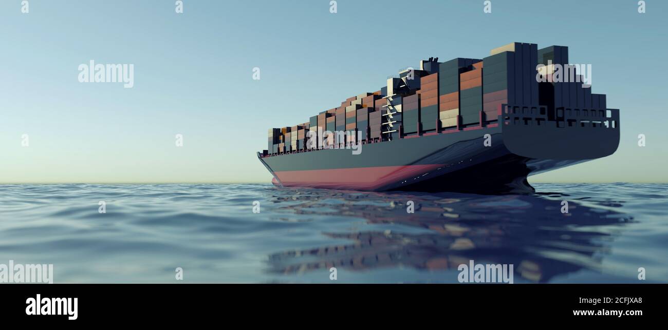 Cargo Container Ship at the sea. Extremely detailed and realistic high ...