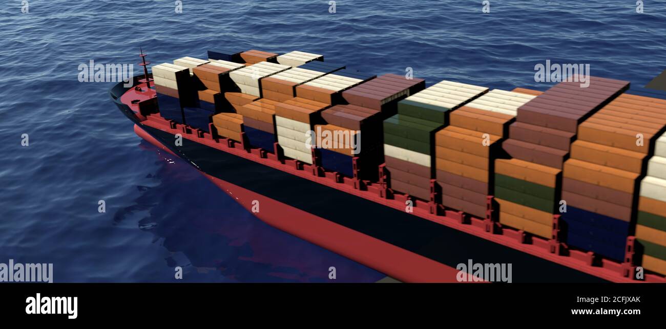 Cargo Container Ship at the sea. Extremely detailed and realistic high ...