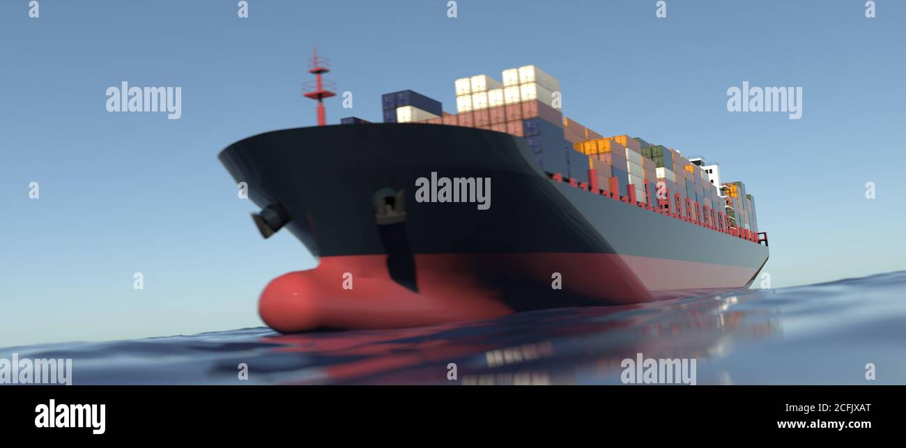 Cargo Container Ship at the sea. Extremely detailed and realistic high ...
