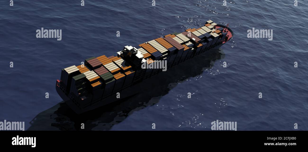 Cargo Container Ship at the sea. Extremely detailed and realistic high ...