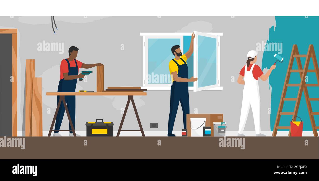 Contractors painting Stock Vector Images - Alamy