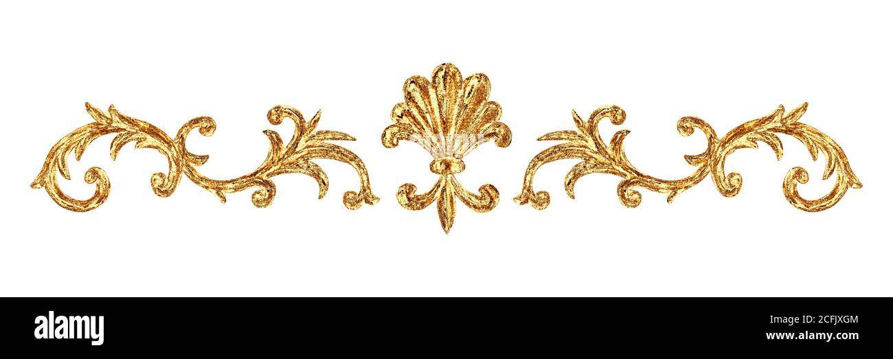 Gold ornament baroque style vignette. Hand drawn vintage engraving ...