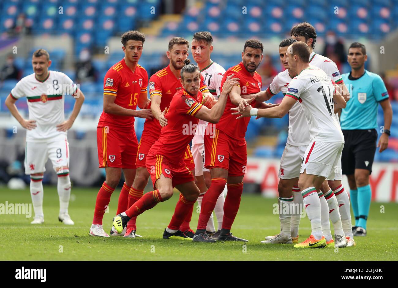 Wales’ Ethan Ampadu, Tom Lockyer, Gareth Bale and Hal Robson­-Kanu ...