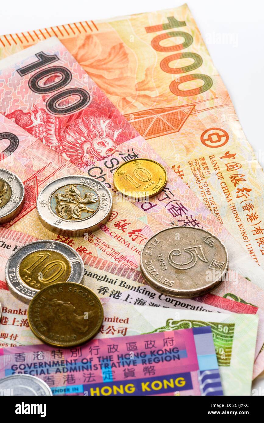 hong kong banknotes isolated on white background Stock Photo - Alamy