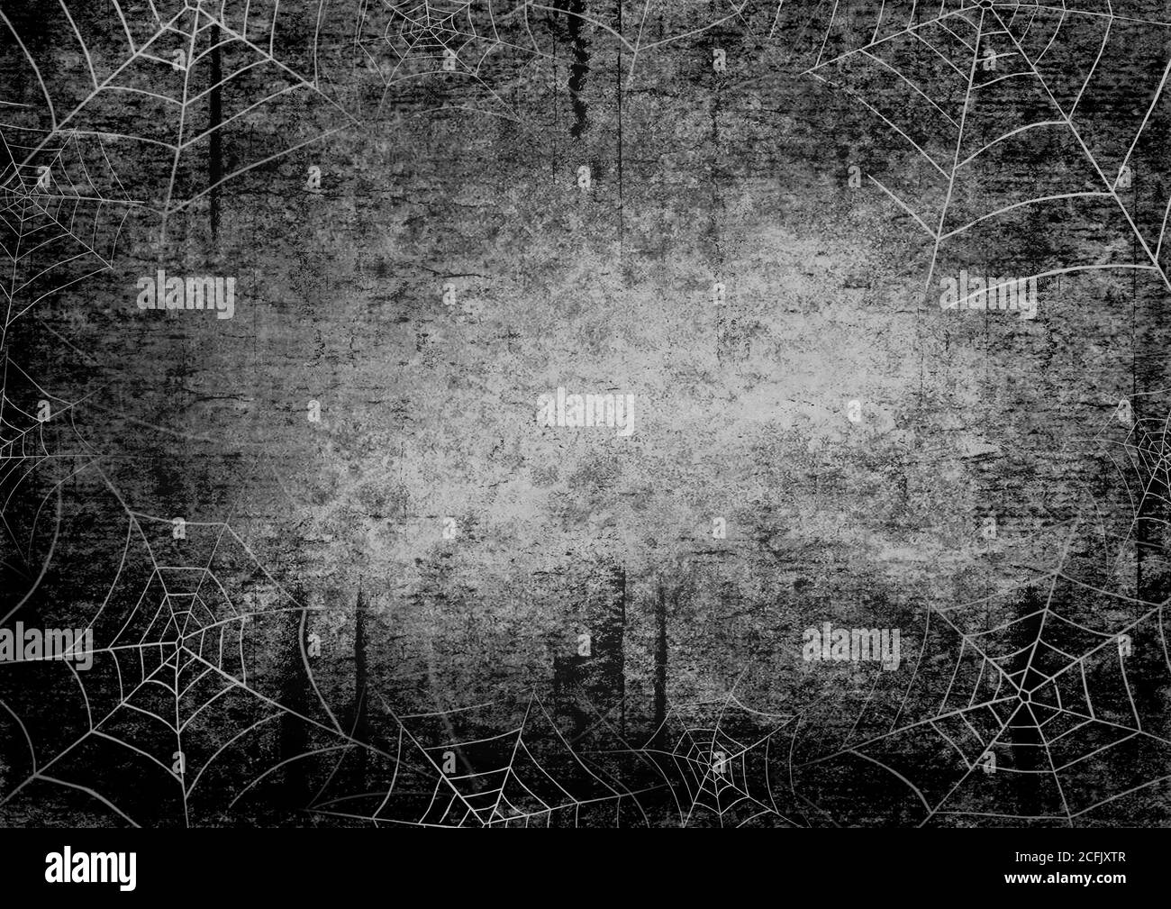 Halloween black gray grunge background with silhouettes of spider webs ...