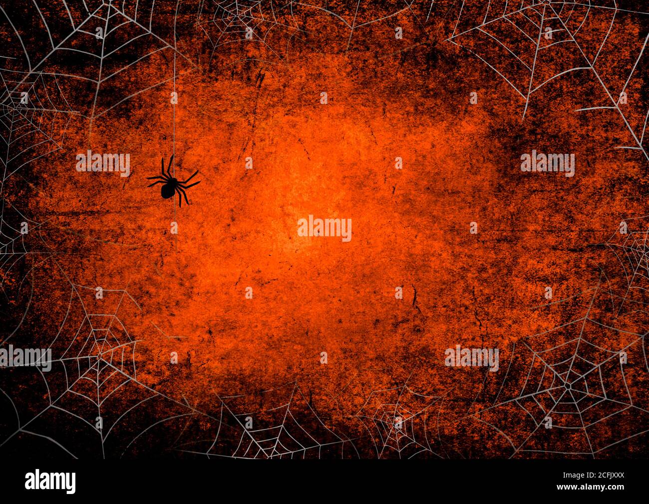 Halloween orange and black grunge background with silhouettes of ...