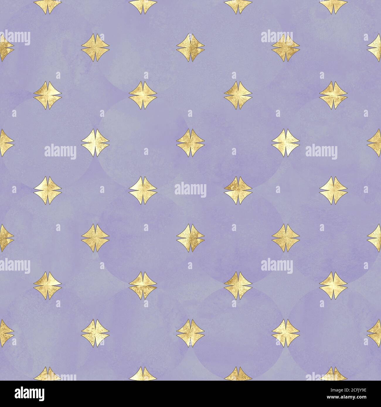 Abstract geometric golden and lavender seamless pattern. Gold ...