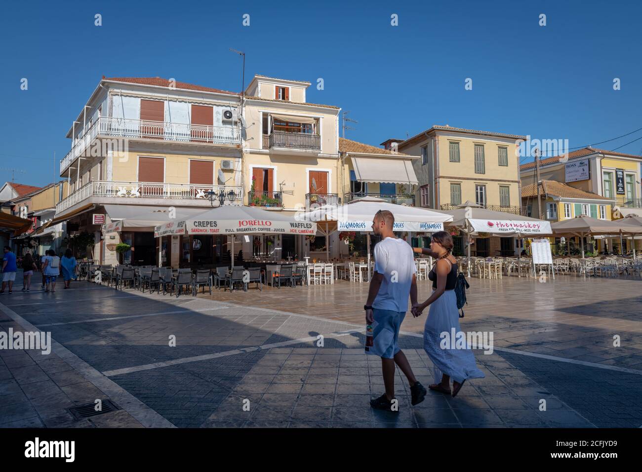 The square on Mela Street in Lefkada town Stock Photo - Alamy