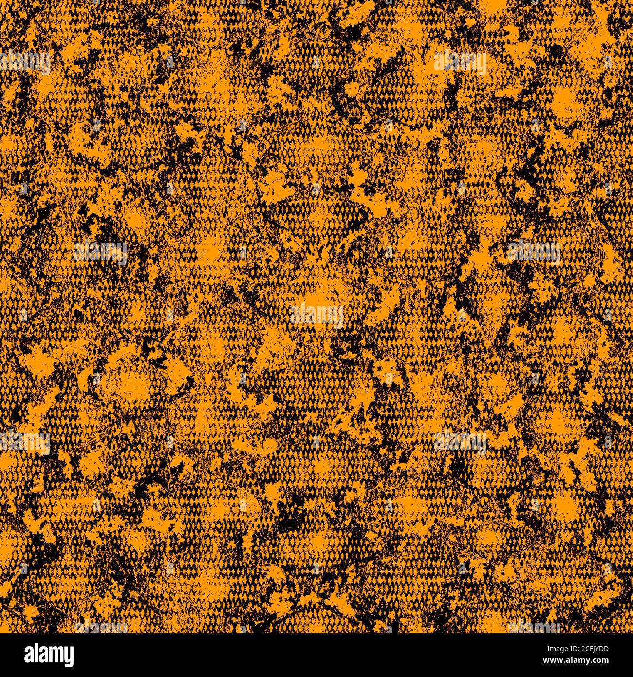 Snakeskin seamless pattern. Monochrome black and orange reptile ...