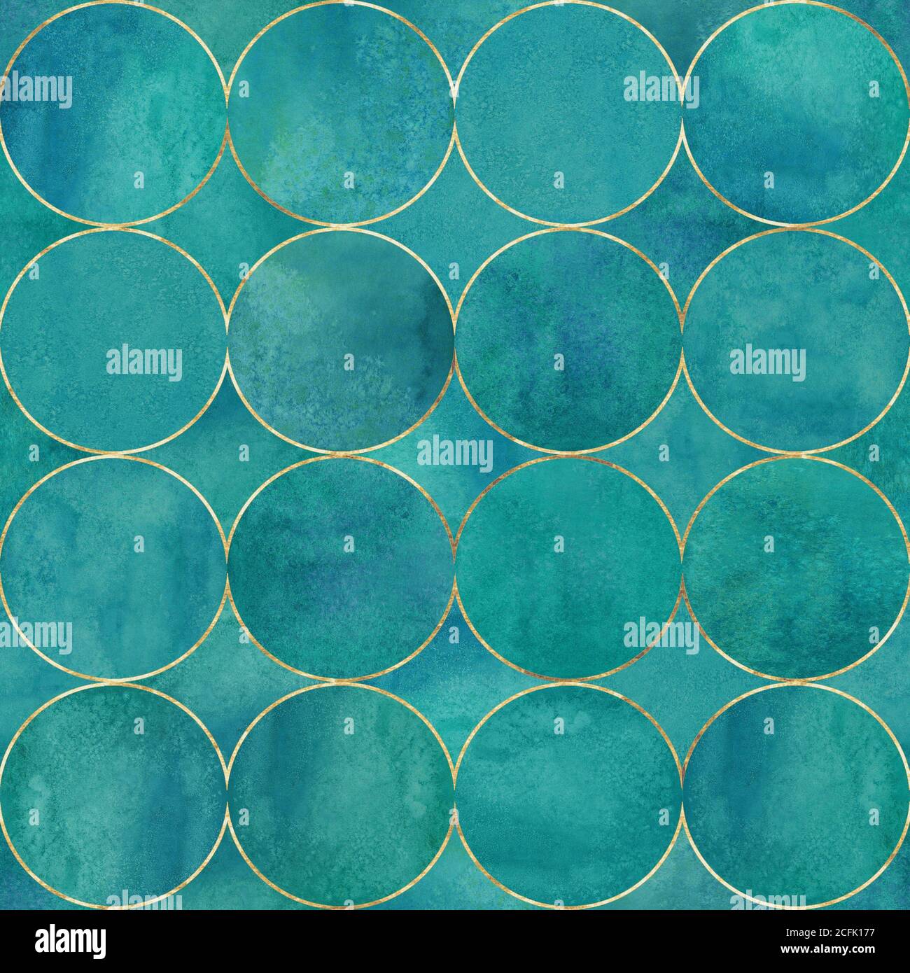 Abstract watercolor background with teal turquoise color circles ...