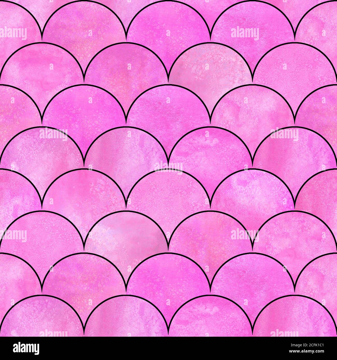 Mermaid fish scale wave japanese magic seamless pattern. Watercolor ...