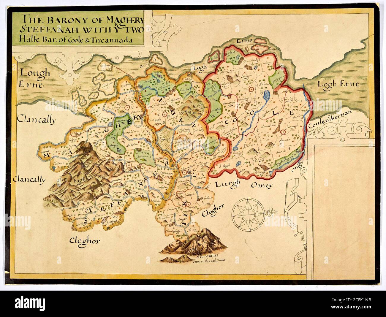Map 17th Century depicting counties of Ireland Stock Photo - Alamy