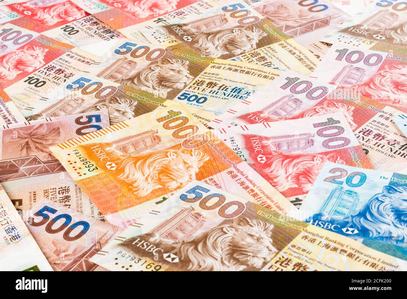 hong kong banknotes isolated on white background Stock Photo - Alamy