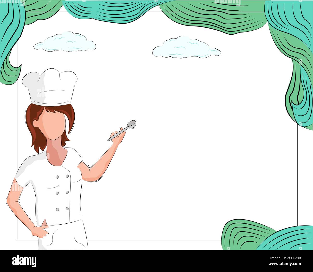 Illustration vector design of chef female background with blank copy ...