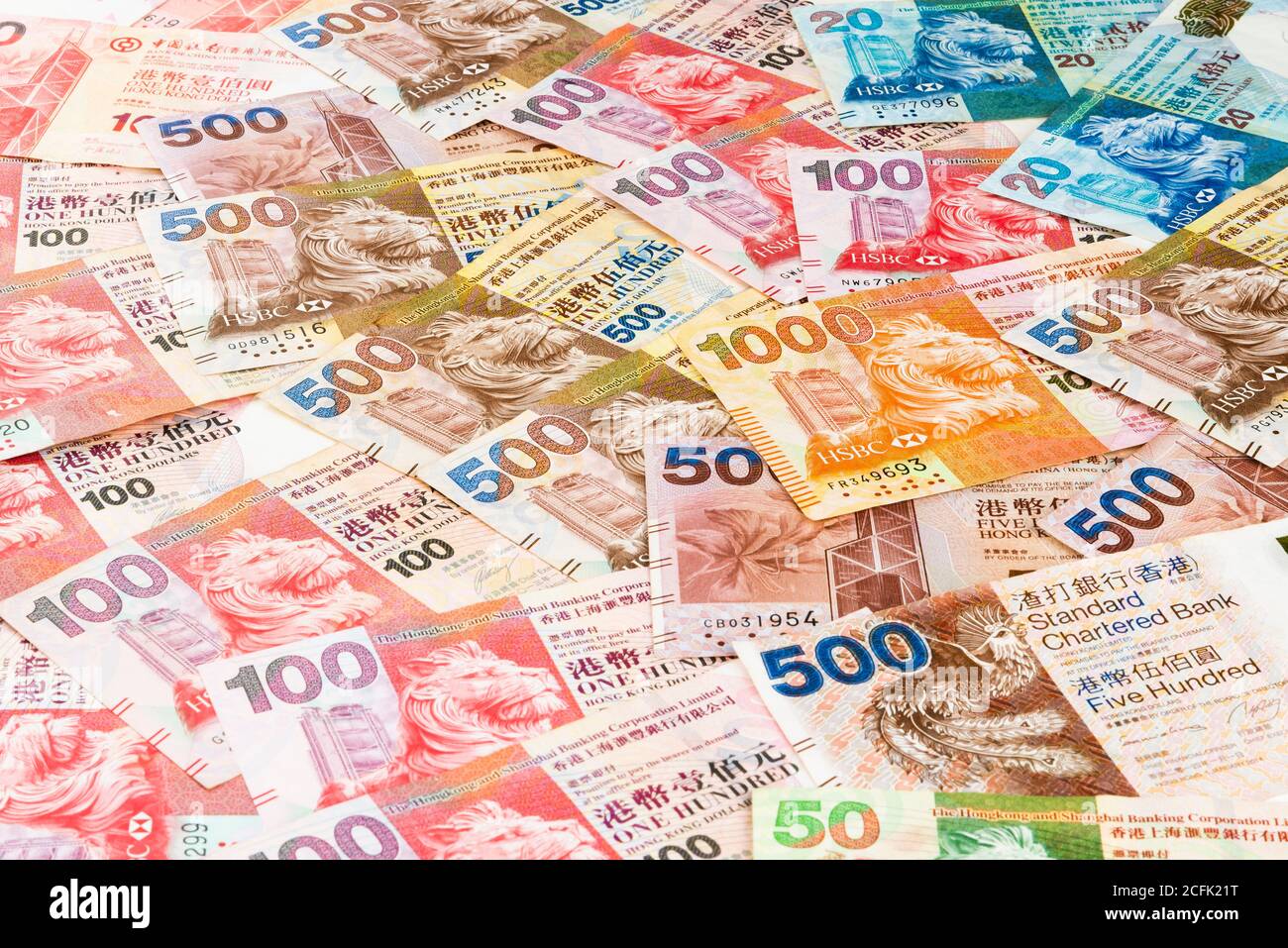 hong kong banknotes isolated on white background Stock Photo - Alamy