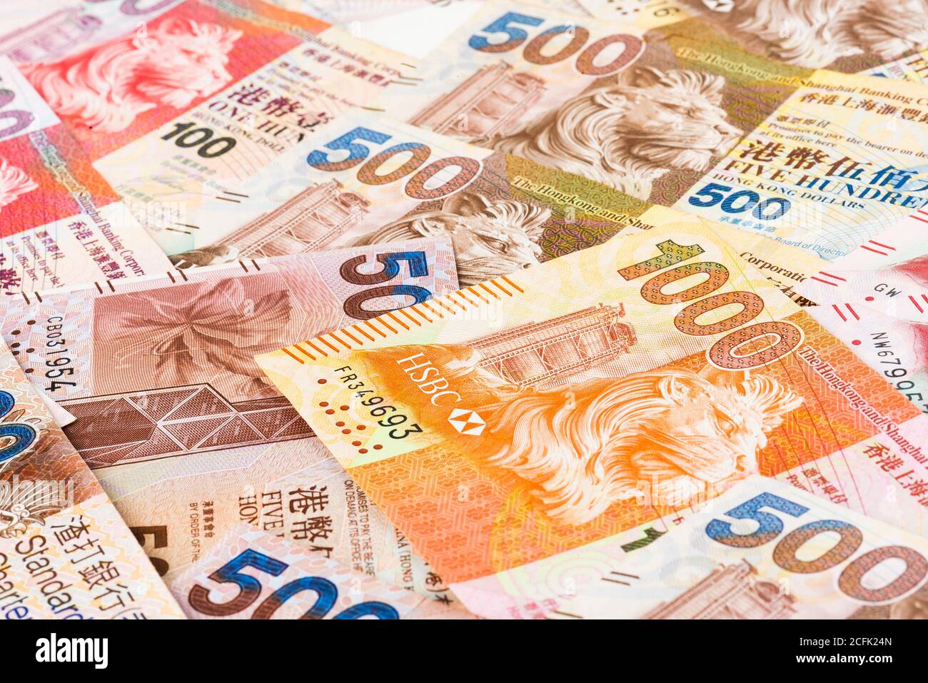 hong kong banknotes isolated on white background Stock Photo - Alamy