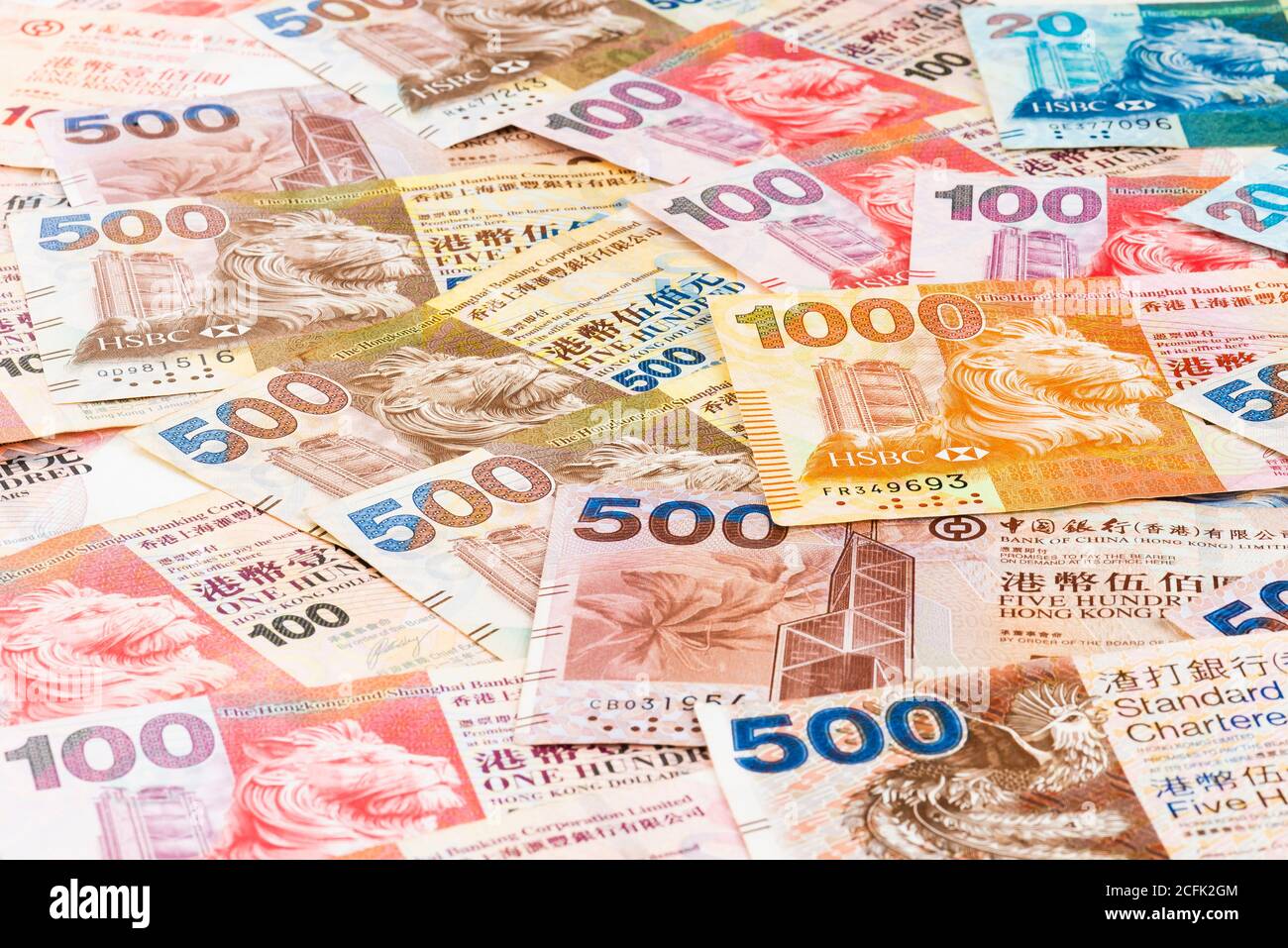 hong kong banknotes isolated on white background Stock Photo - Alamy