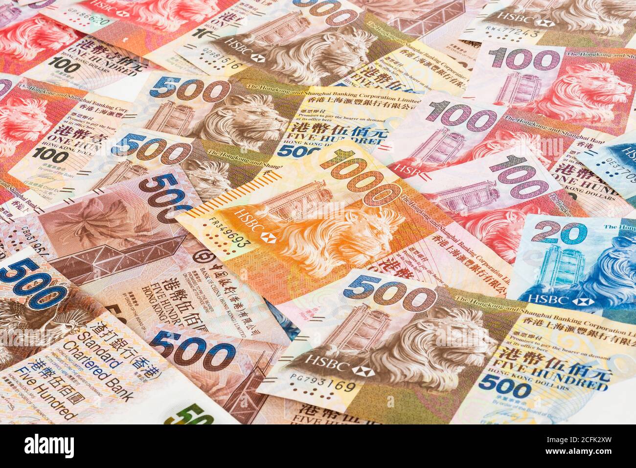 hong kong banknotes isolated on white background Stock Photo - Alamy