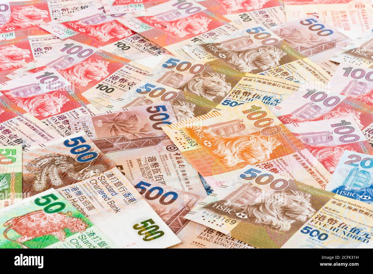 hong kong banknotes isolated on white background Stock Photo - Alamy