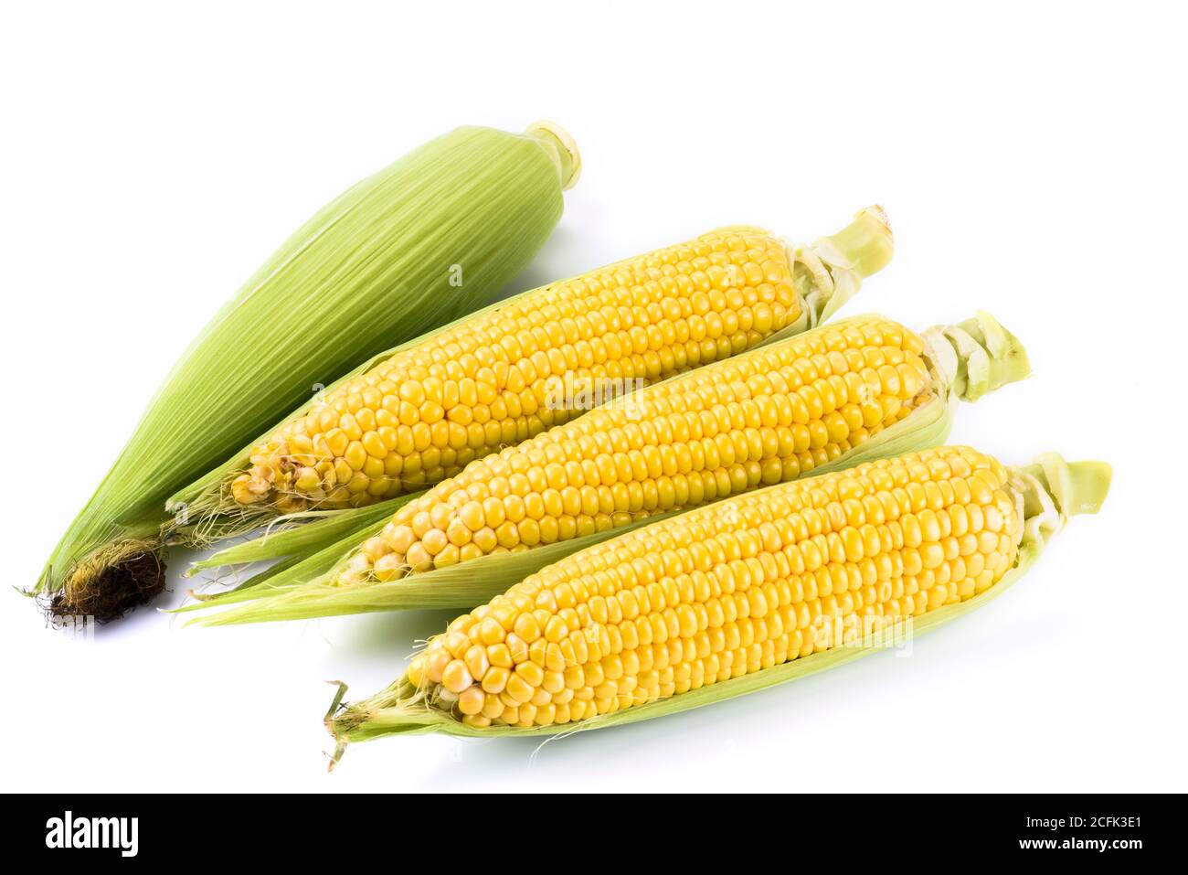 Sweet corn on white background Stock Photo - Alamy