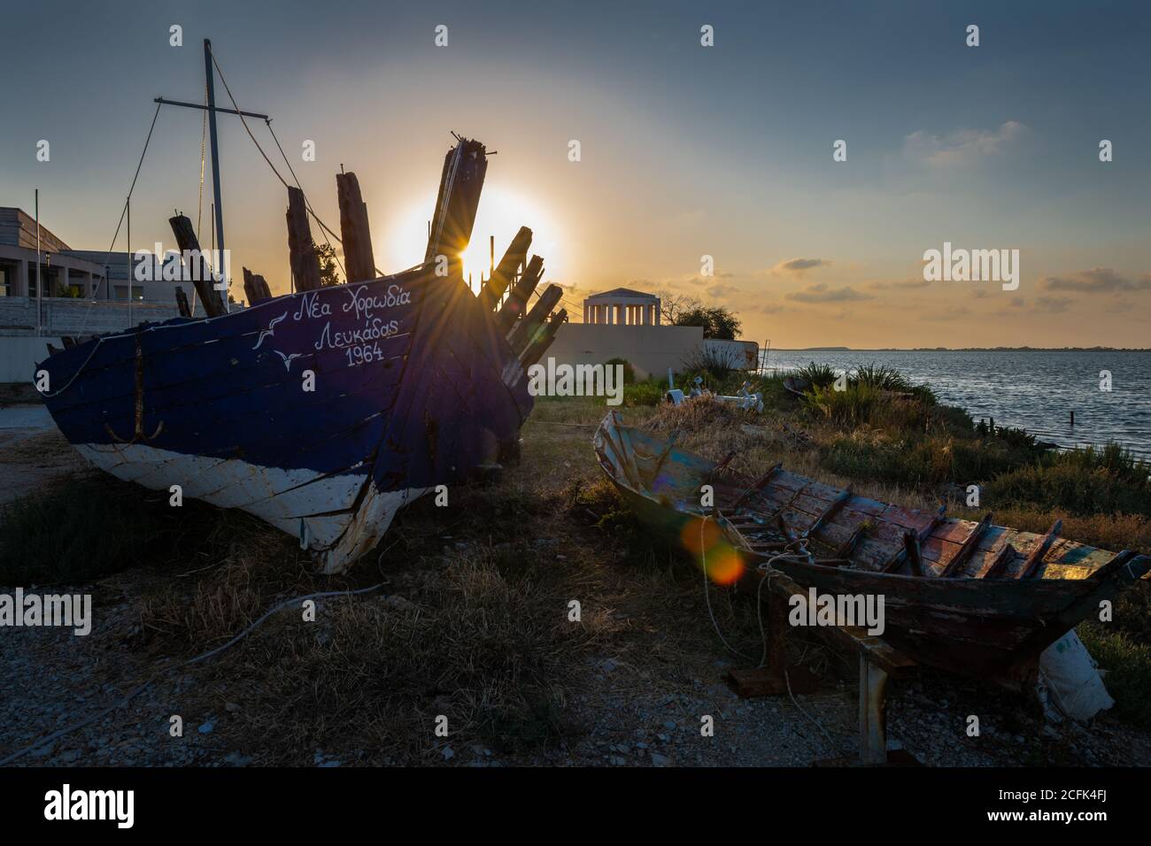 Spectacular sunset view in Lefkada Town, the capital of the island ...